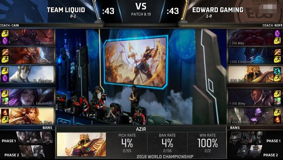 英雄联盟S8总决赛小组赛：Scout沙皇天秀 EDG力擒TL-直播吧zhibo8.cc